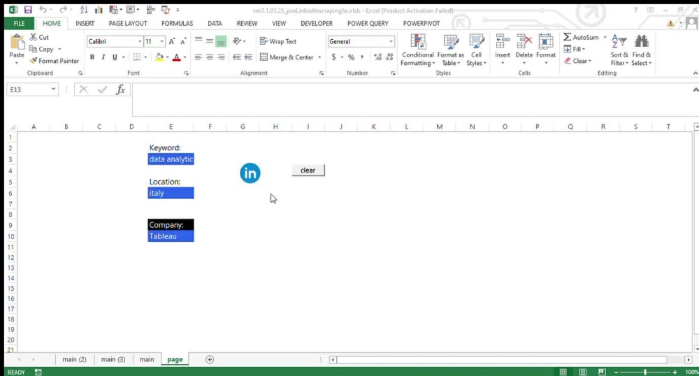 Web scraping from any page with a single click in Excel | Upwork