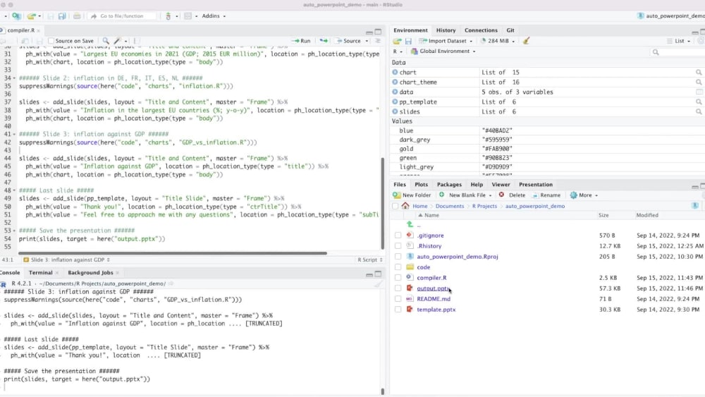 An R code that will automatically generate PowerPoint slides | Upwork