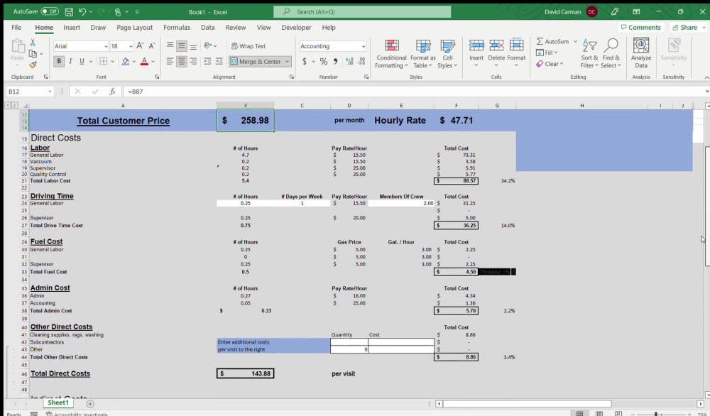 A custom job costing sheet for your business | Upwork