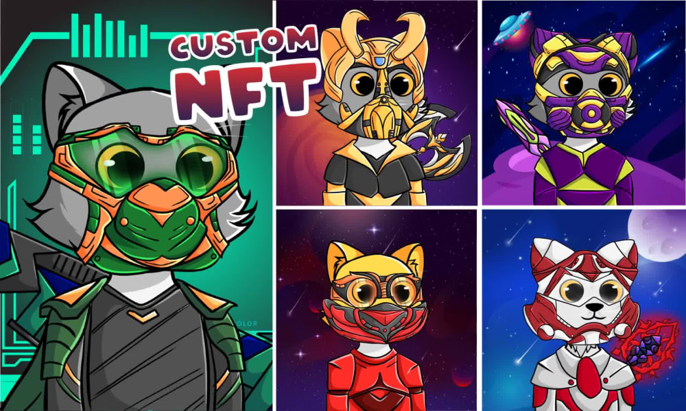 Animal cartoon, mascot, avatar for nft art illustration | Upwork