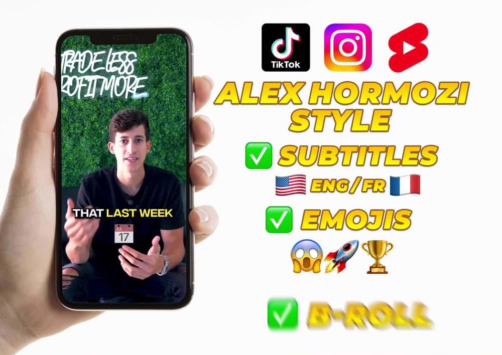 TikTok, Instagram short videos with engaging captions - Alex Hormozi ...