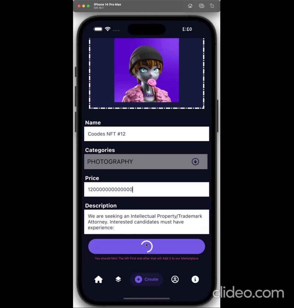 Full NFT marketplace Mobile Application(Flutter -Solidity) | Upwork