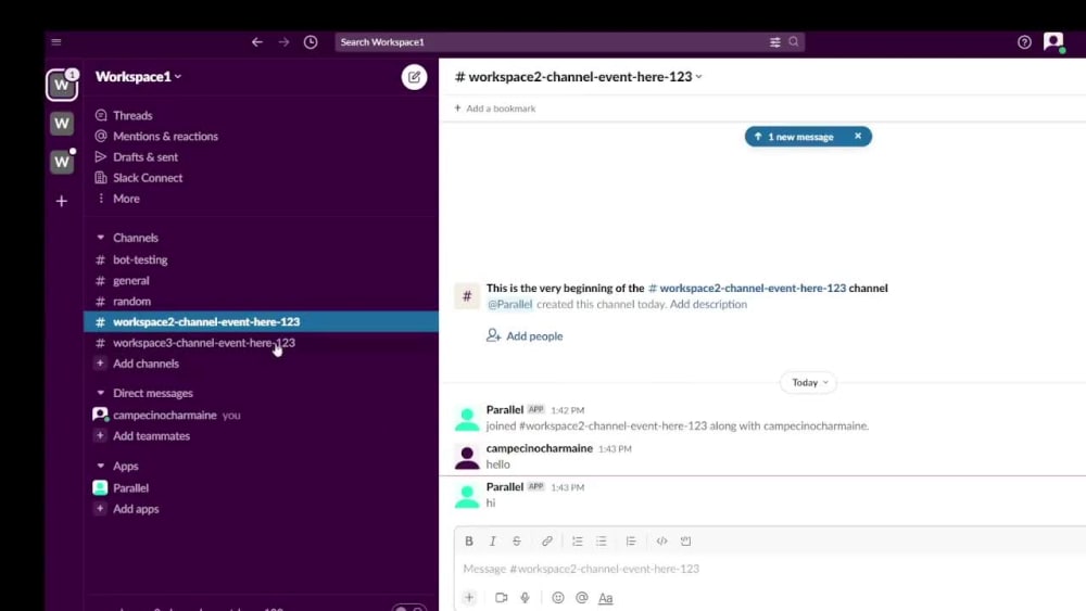 Working slack application that can communicate with other Workspaces ...