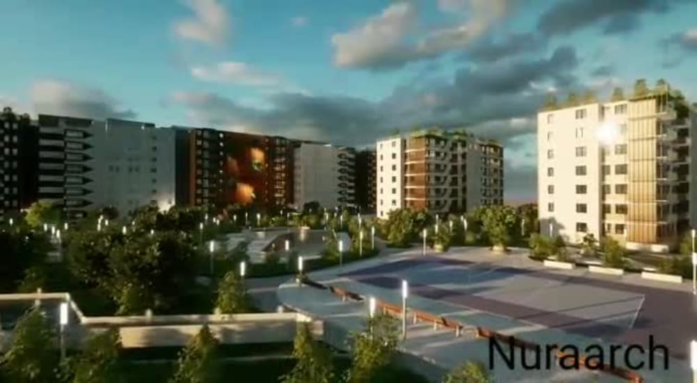 A unique residential building complex project with organized landscape ...