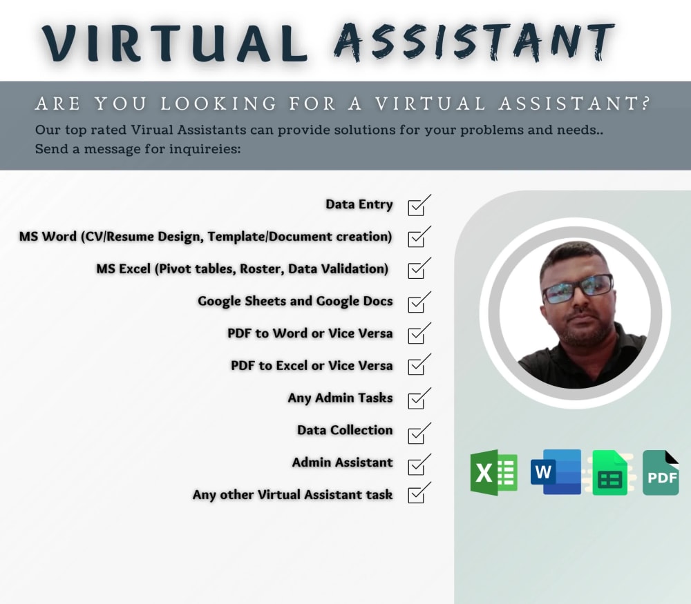 Data Entry / MS word/Excel formatting / Virtual assistant support | Upwork