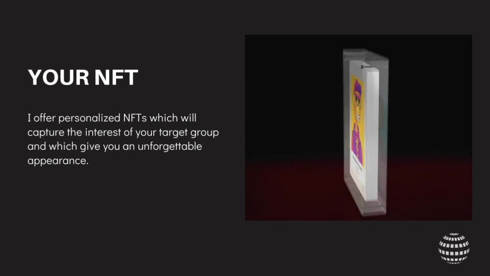 A personalized 2D floating NFT holo glass case featuring your logo/design. | Upwork