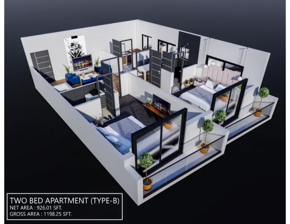 Realistic 3D floor plan rendering. | Upwork