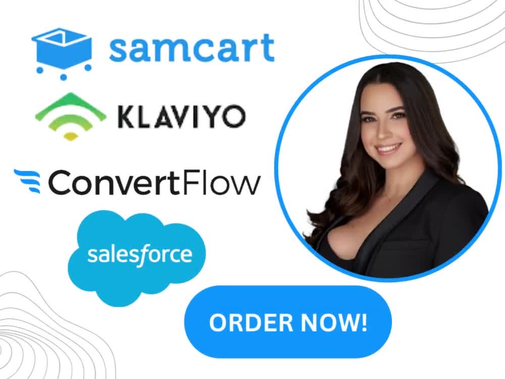 Convertflow Samcart Klaviyo Salesforce setup for ecommerce marketing | Upwork