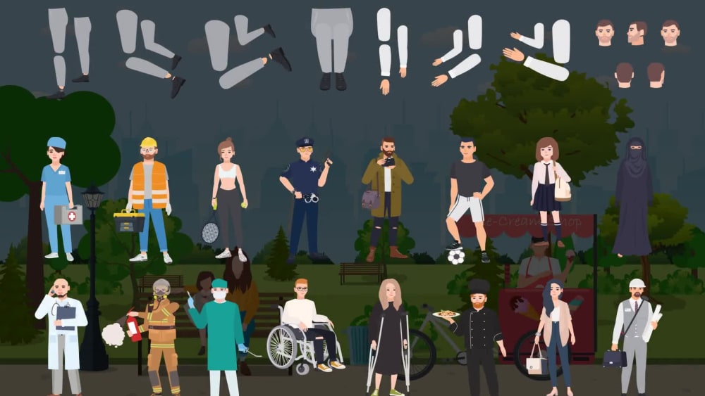 Layered 2D vector illustrations for an explainer video or animation ...