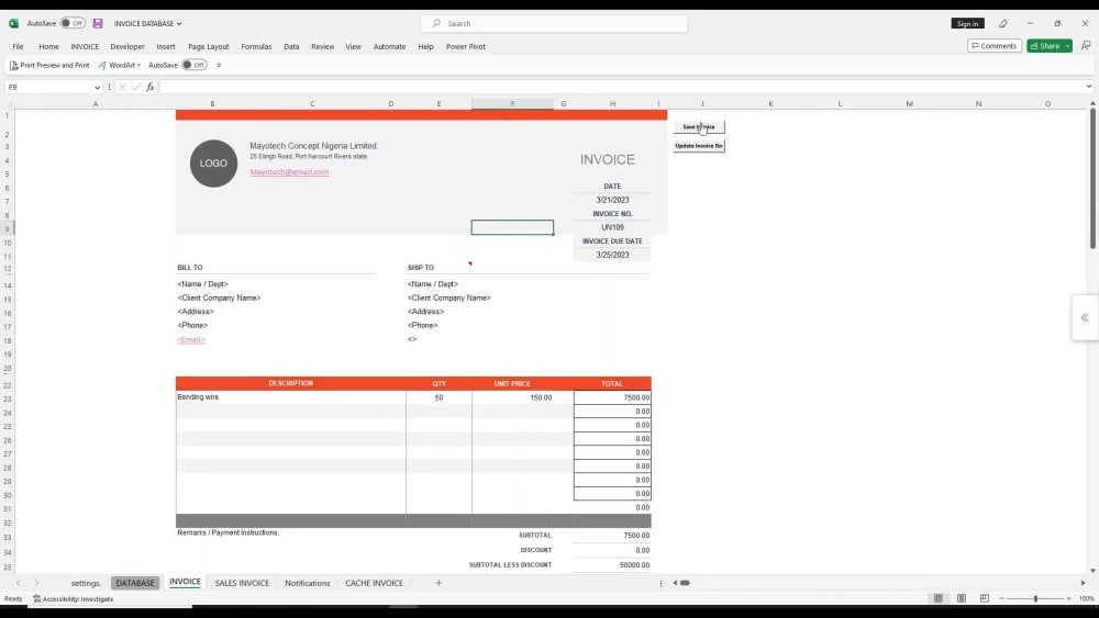 An automated excel invoice tracker sheet. | Upwork