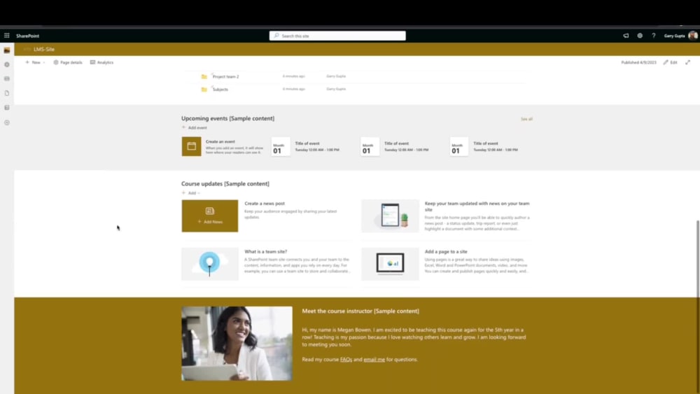 Spontaneous Learning Management built on SharePoint for the organisation. | Upwork