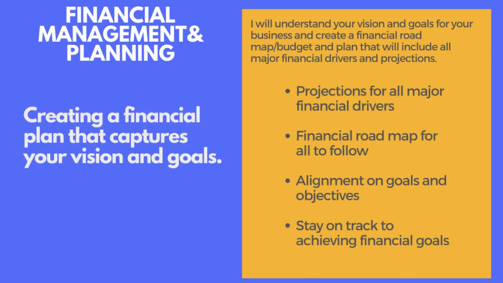 A financial plan/budget for your business that captures your vision ...