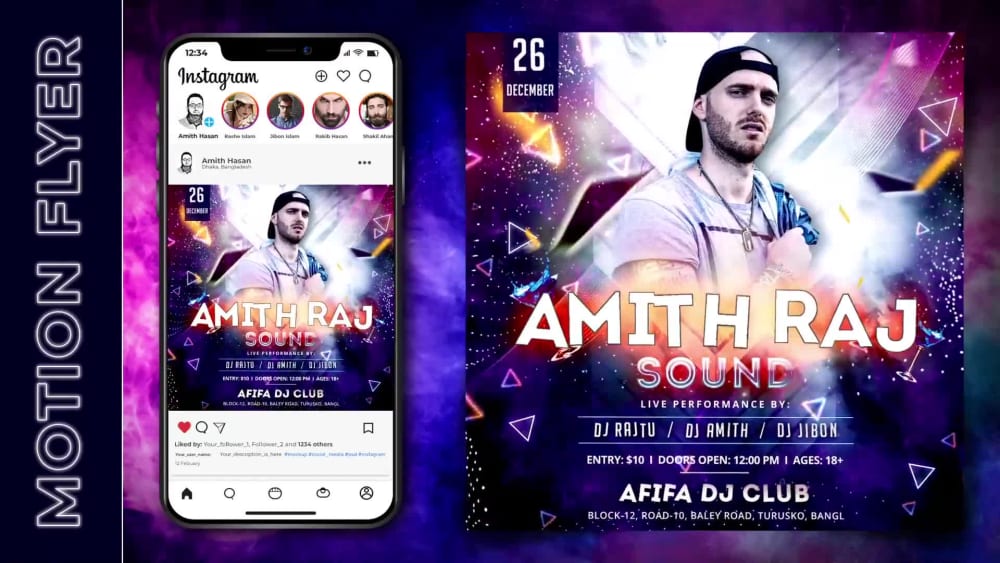 An awesome motion graphics for event flyers, party flyers, poster | Upwork