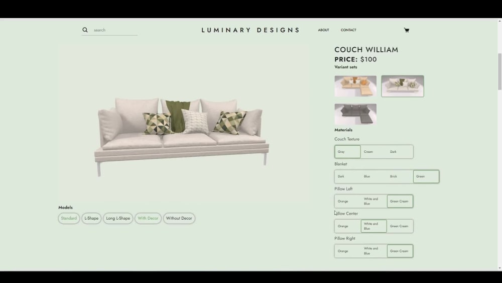 Photorealistic real-time 3D product configurator for web | Upwork