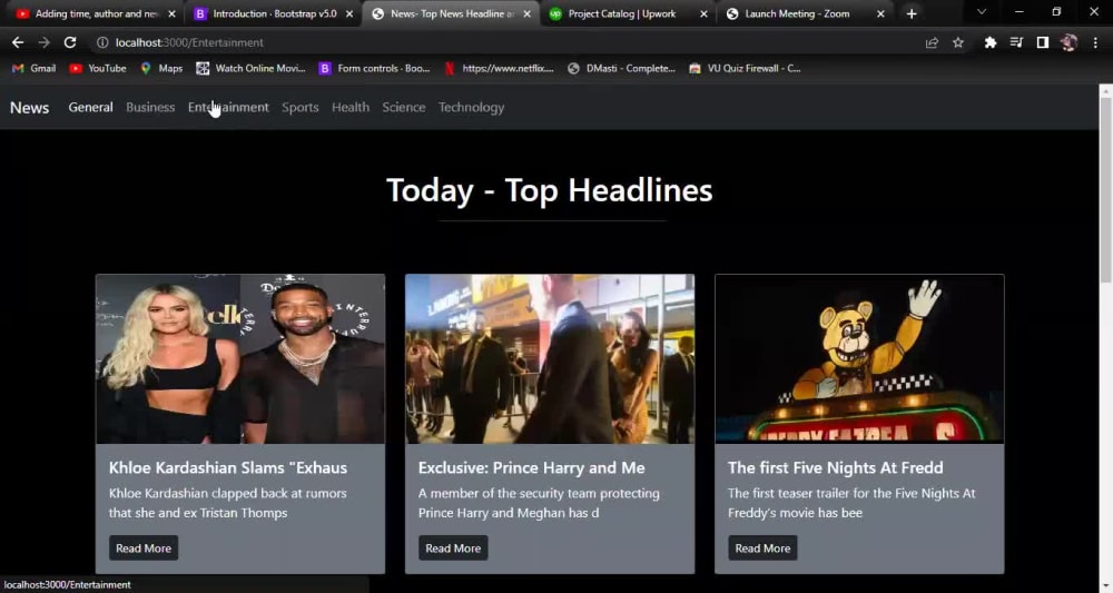 An APIs Integration Web-site using React.js | Upwork