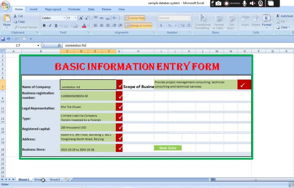 Company Form Excel Data Enty And Database Upwork 