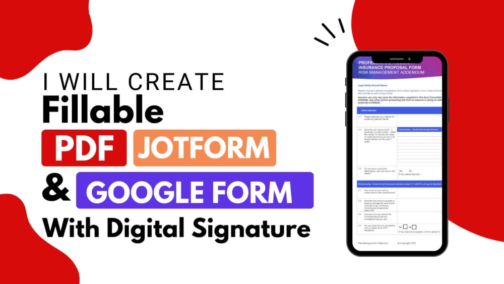 Fillable pdf form online jotform google forms and with digital signature | Upwork