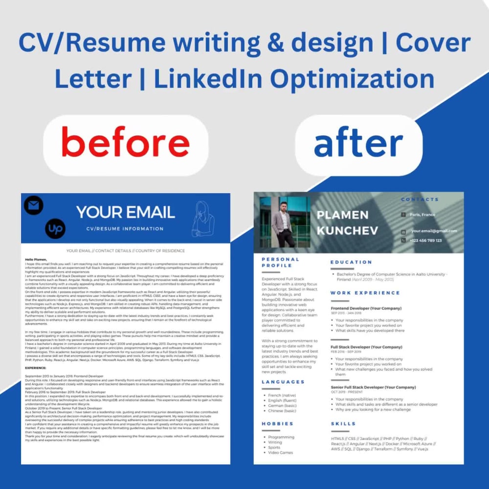 CV/Resume writer & design | Cover Letter | LinkedIn profile ...
