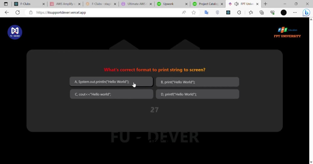 A quiz game based reactjs | Upwork