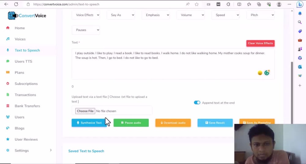 A multilingual text to voice saas subscription-selling site | Upwork