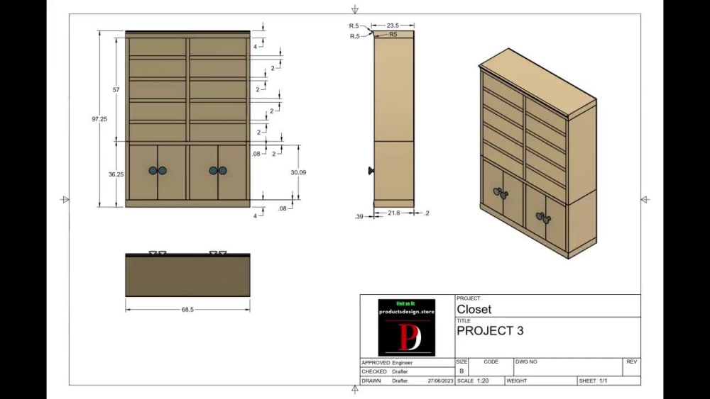 Woodworking customize designed fabrication technical drawings for space ...