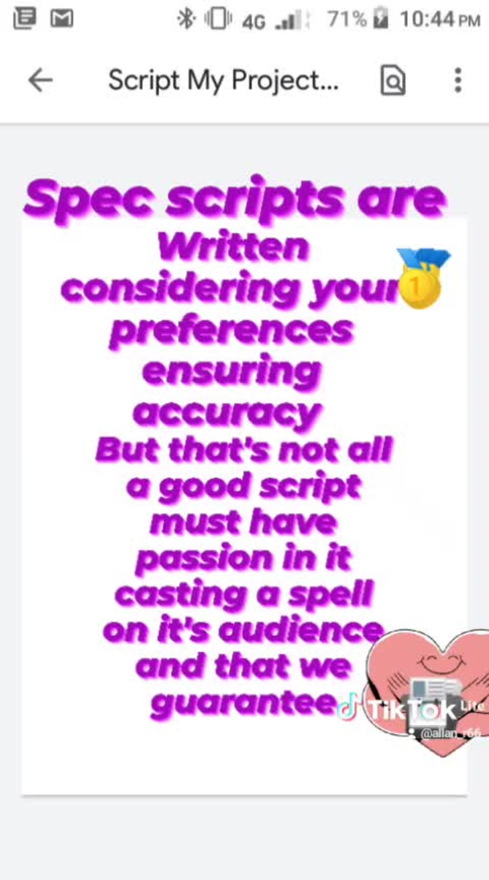 An Amazing Spec Script Guaranteeing Quality And Originality To Your 