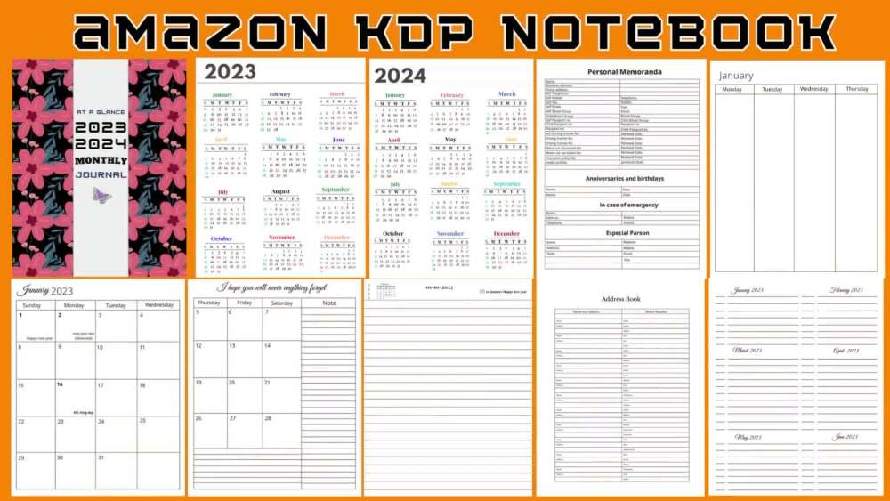 Custom Amazon KDP low content interior design notebook journal book cover | Upwork