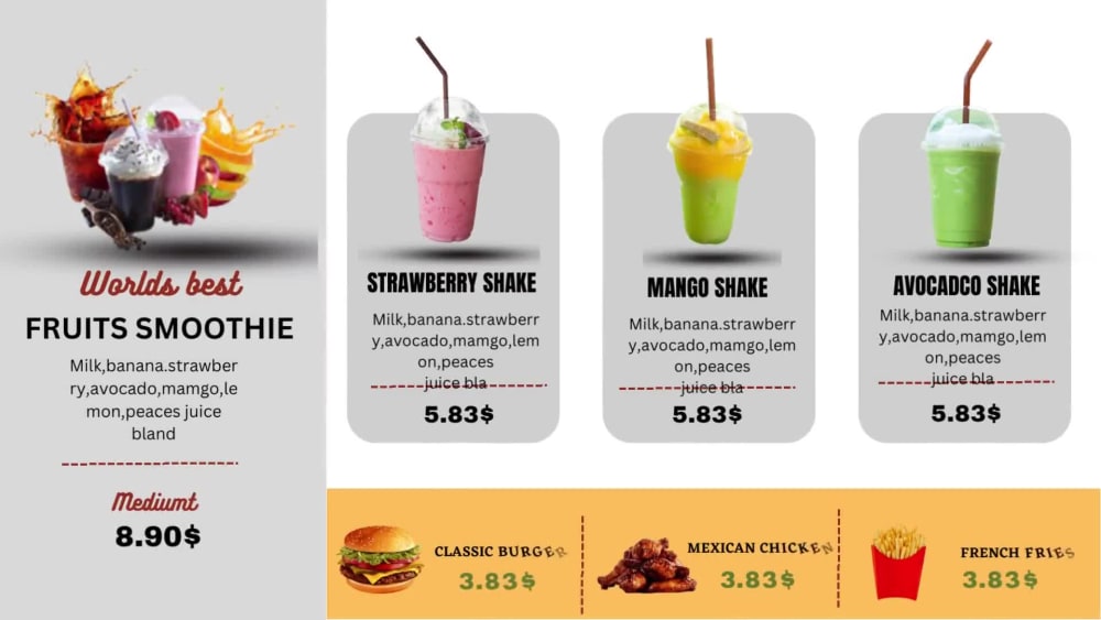Fantastic digital menu board, animated menu, and restaurant menu. | Upwork