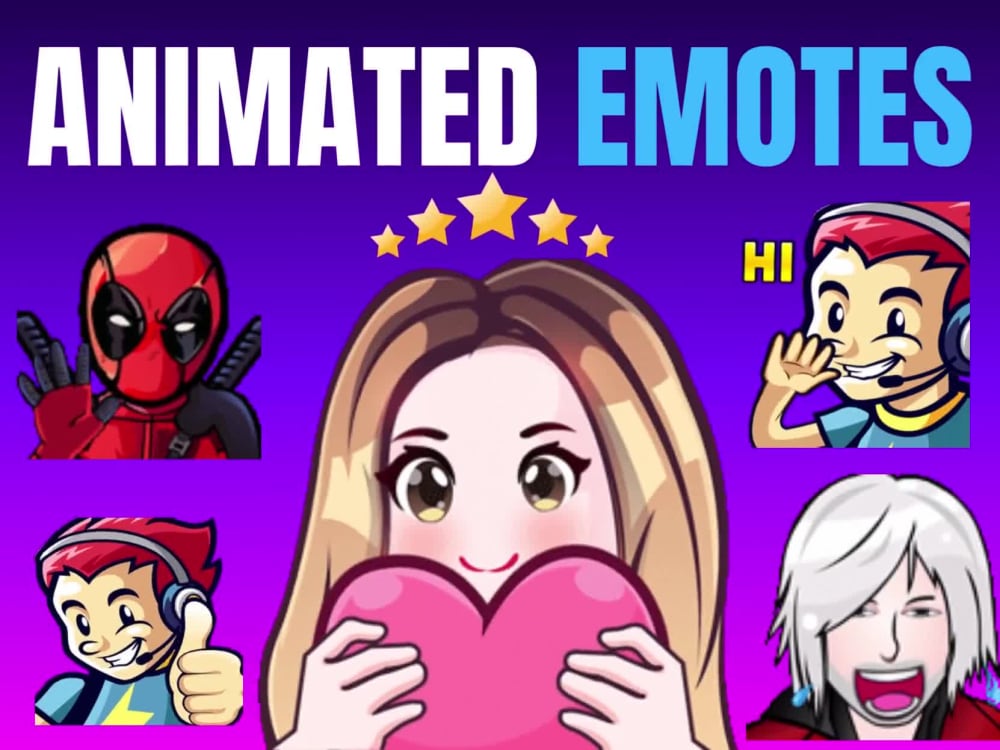 Animated emotes stickers for twitch,discord,kick,youtube,facebook ...