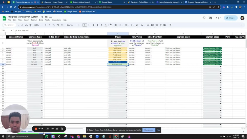 A progress management system | Upwork