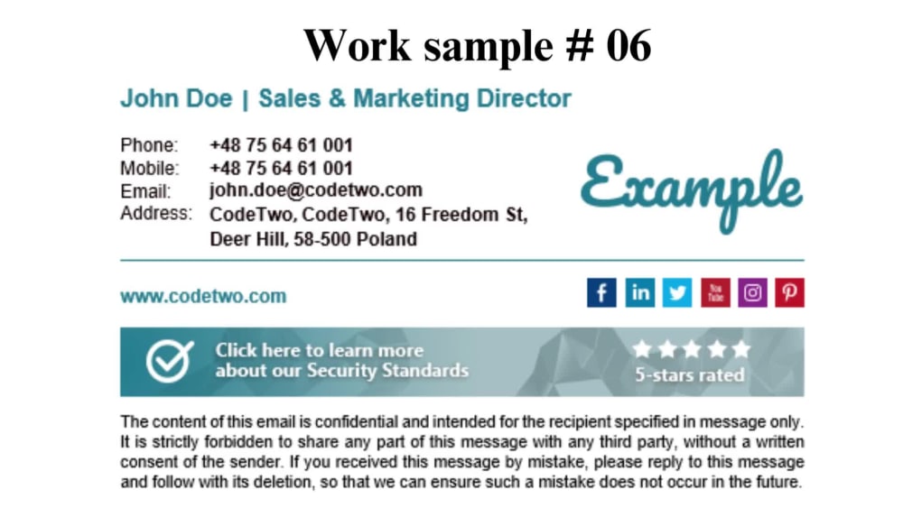 Smart design editable and clickable HTML email signatures | Upwork