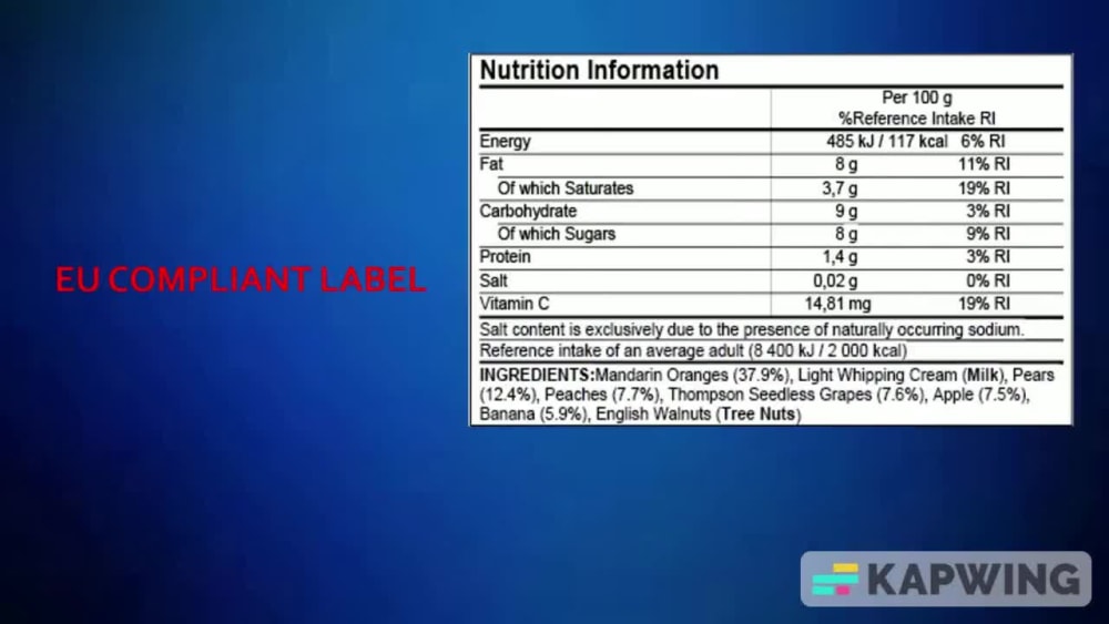 EU COMPLIANT NUTRITION FACTS LABEL | Upwork