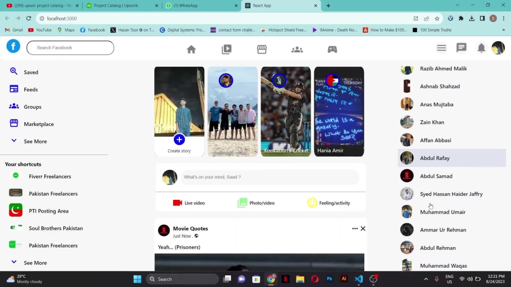 A full stack web app using react and firebase | psd and html to react | Upwork