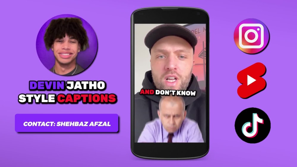 Devin jatho style instagram reels with captions | Upwork