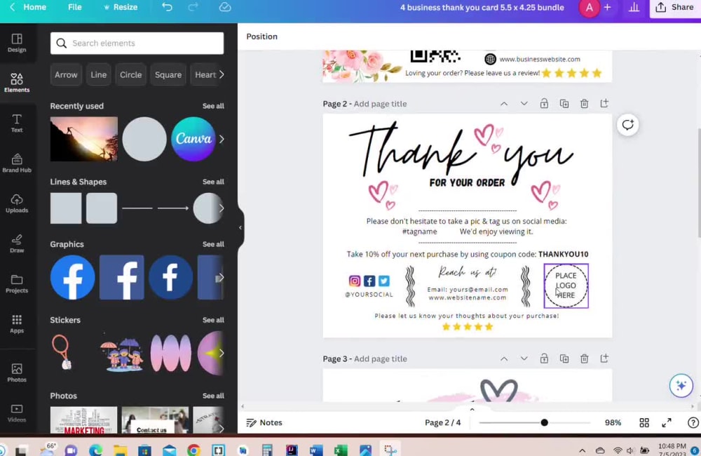 Designed thank you card, product insert card for amazon | Upwork