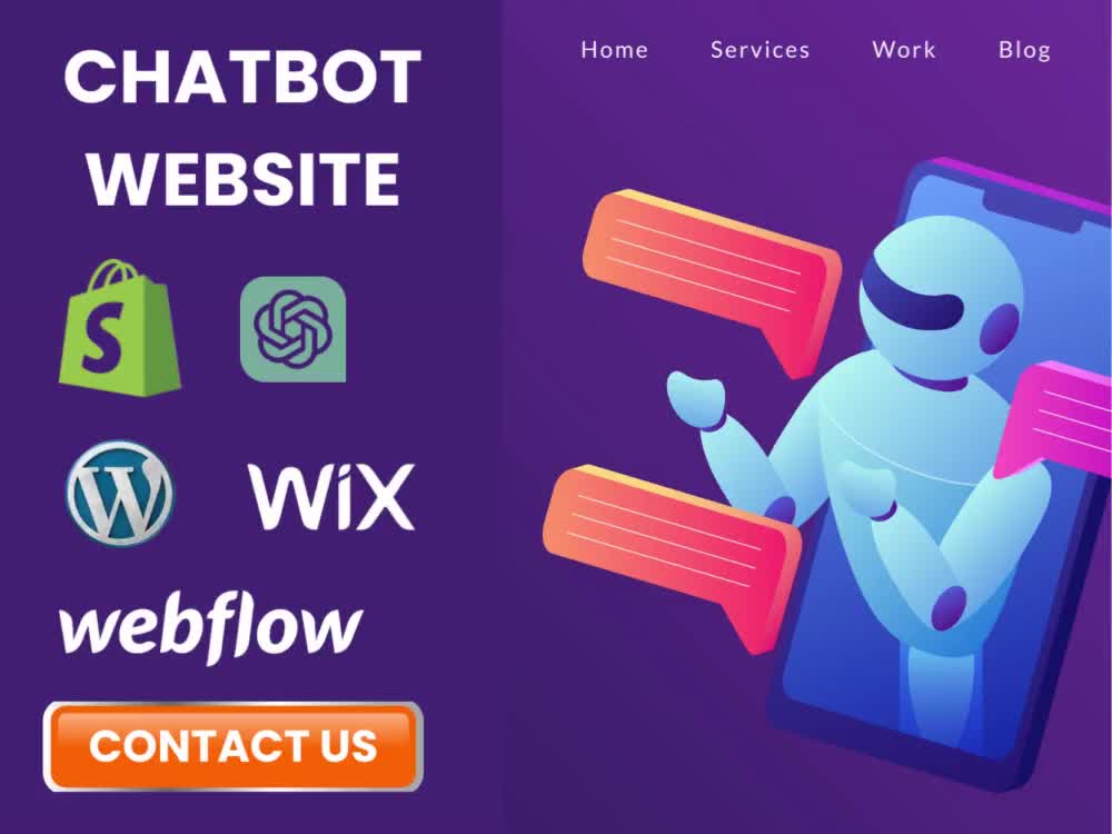 Wix chatbot, webflow chatbot, WordPress chatbot, shopify chatbot ...