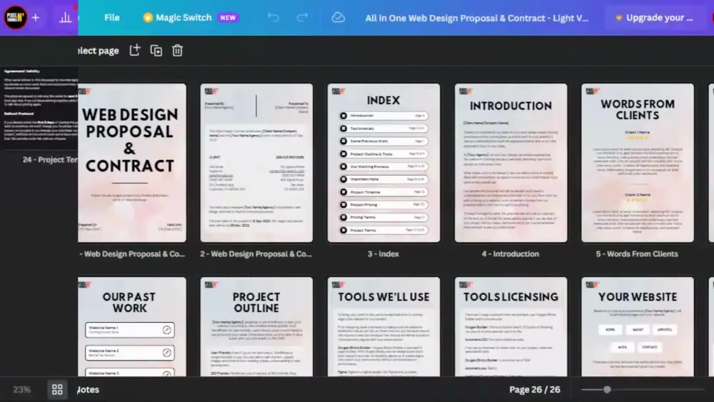 Web design proposal and contract canva template | Upwork