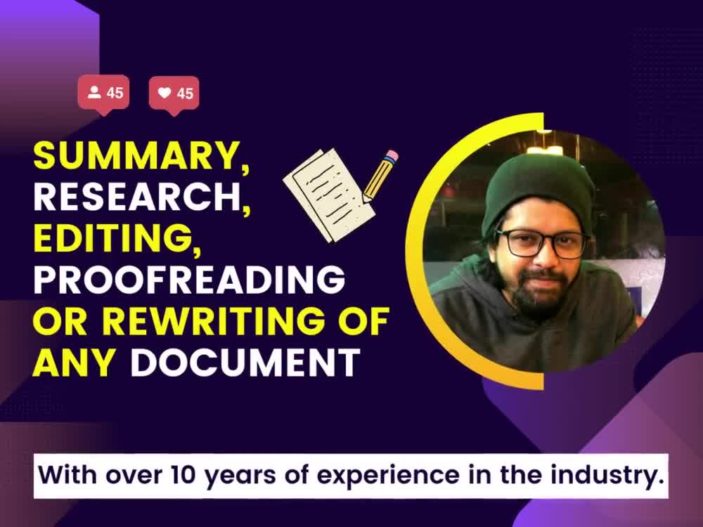 Content Research & Summaries, Document Editing, Proofreading, and ...