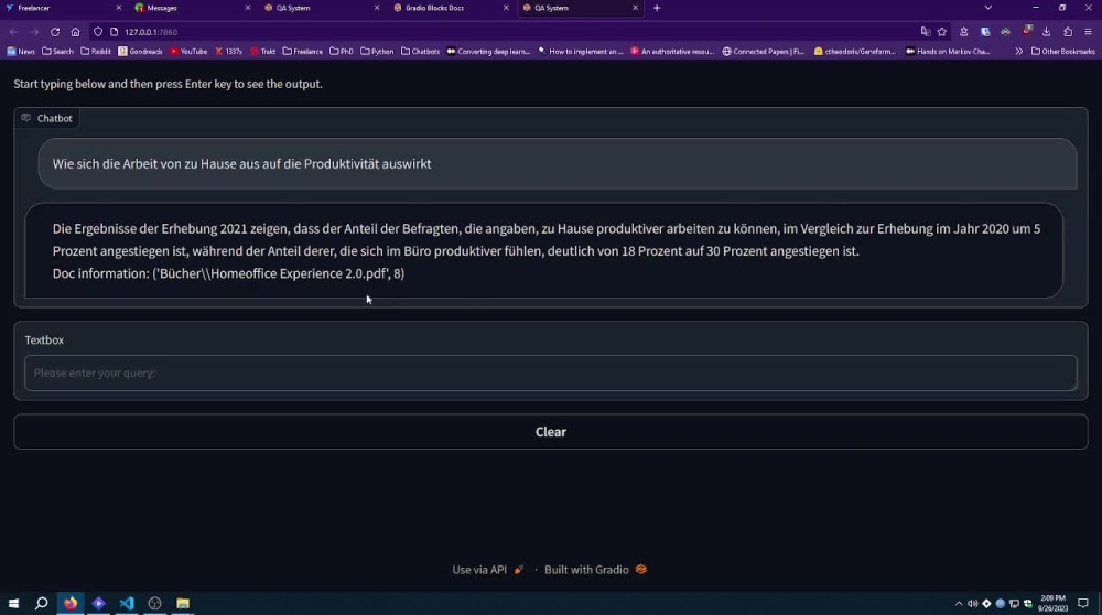 A Question Answering System using OpenAI, langchain and Gradio | Upwork A Question Answering System using OpenAI, langchain and Gradio | Upwork