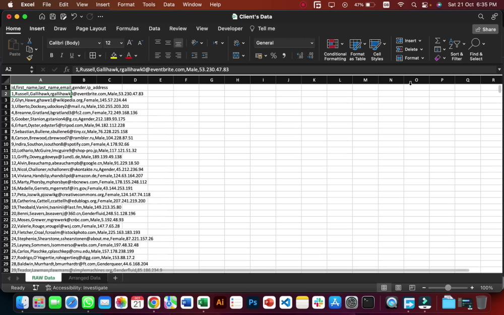 A neat and a clean Excel spreadsheet. | Upwork