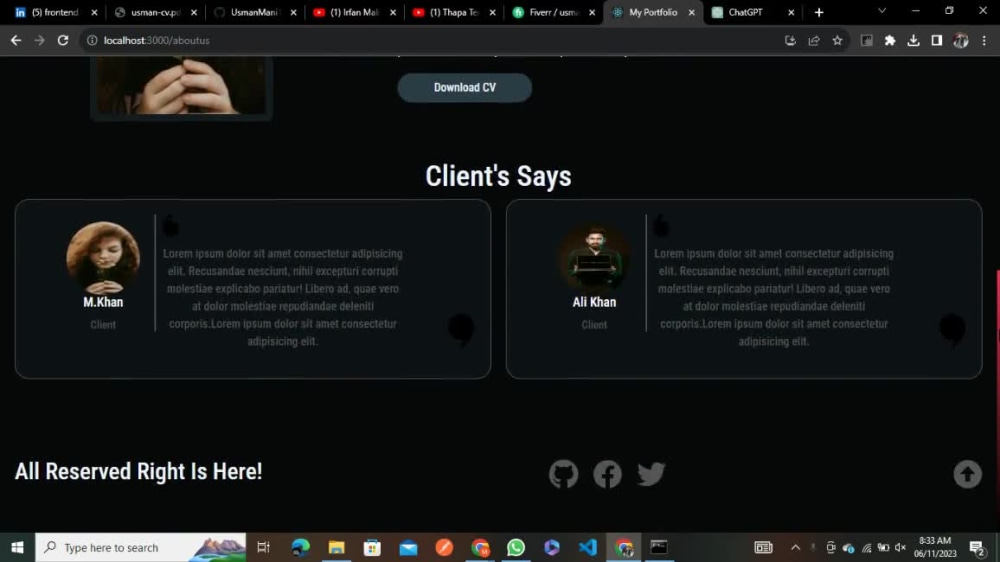 Portfolio in Reactjs With Multiple pages | Upwork