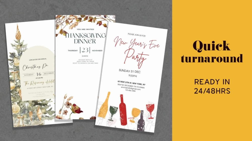 Elegant modern printable and animated invitations and greeting cards ...