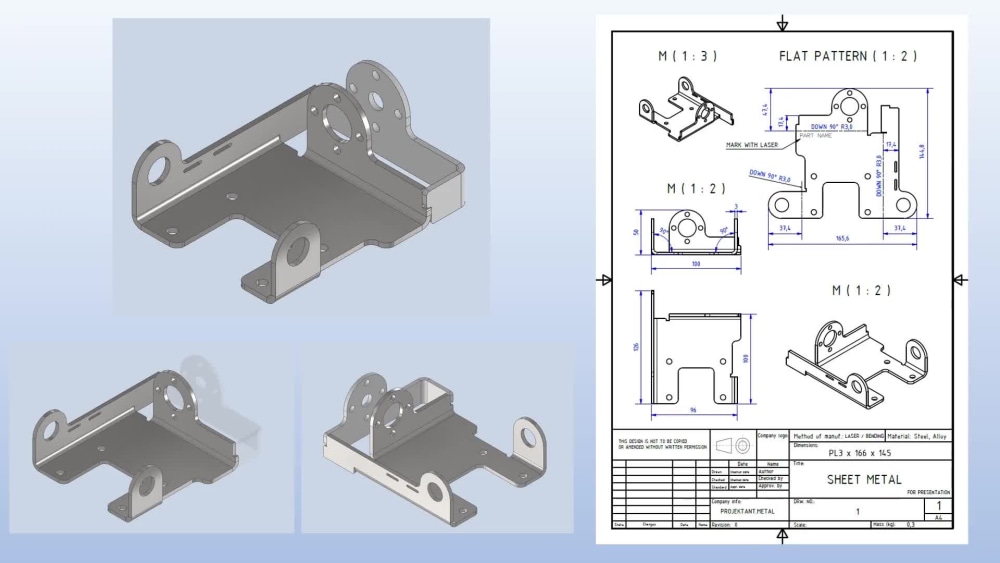 Any sheet metal design dxf 3d model | Upwork