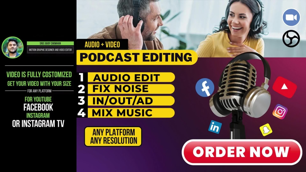 PROFESSIONAL VIDEO AND AUDIO PODCAST editing. | Upwork