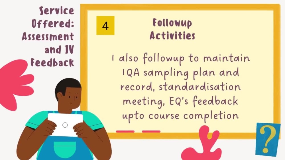 Assistance like assessment feedback on behalf of the Assessor/IV | Upwork