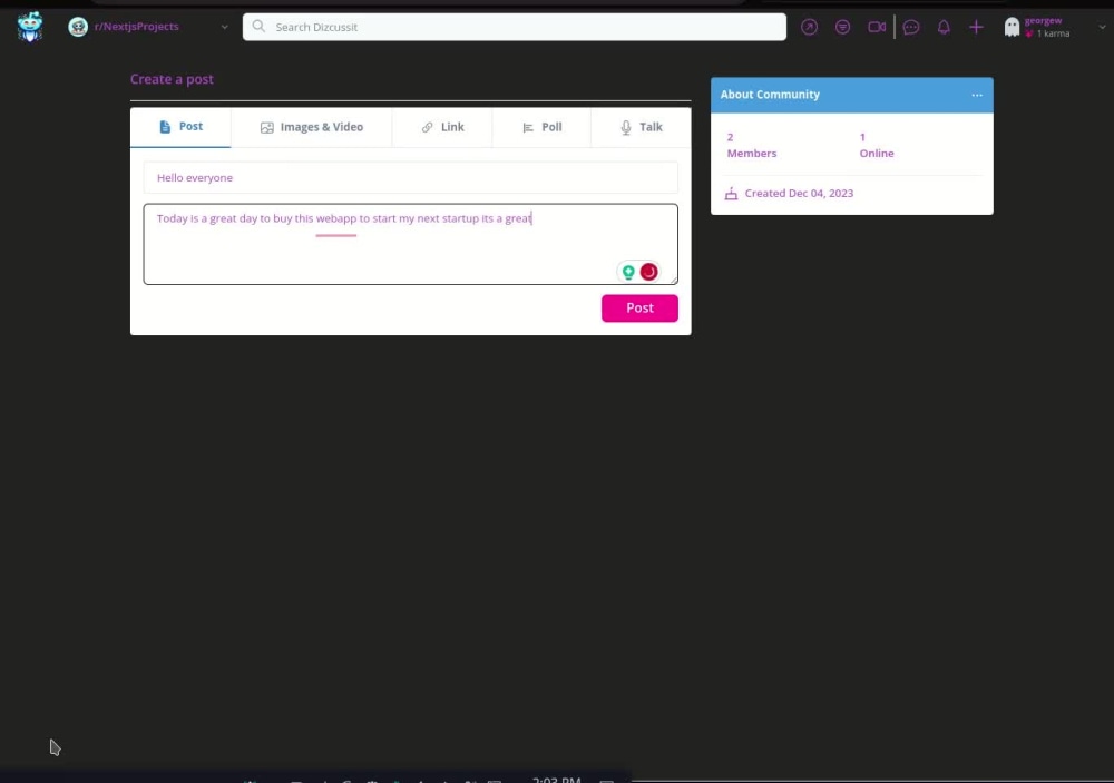 An Online Community Experience with a NextJS Reddit-Inspired WebApp. | Upwork
