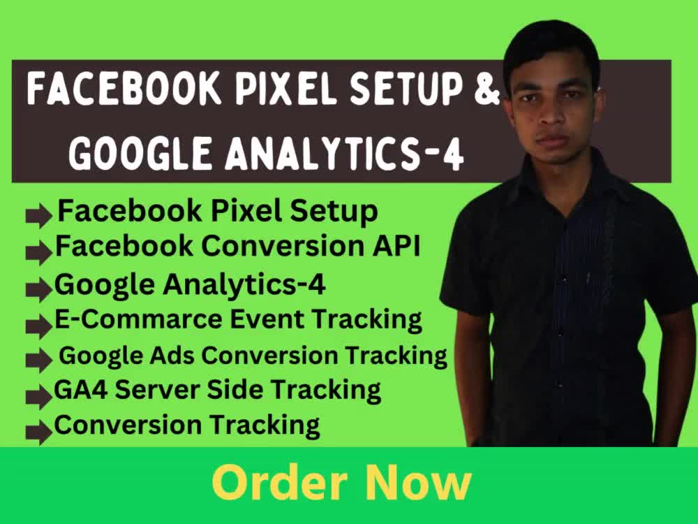 Fix or setup facebook pixel with google analytics 4 conversion API tracking | Upwork