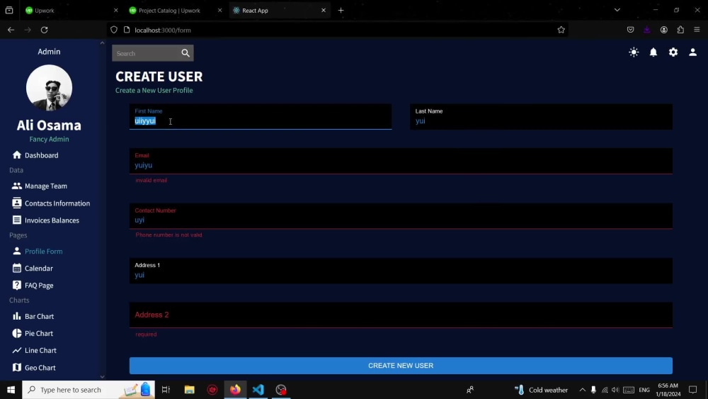 A nice and clean React js UI design | Upwork