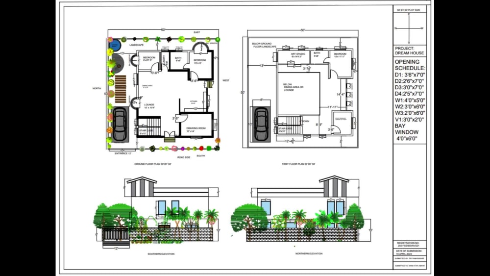 An architectural design of a 2D AutoCAD plan for your projects. | Upwork
