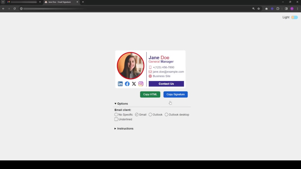 A Professional Email Signature In Html And Inlined Css With Clickable
